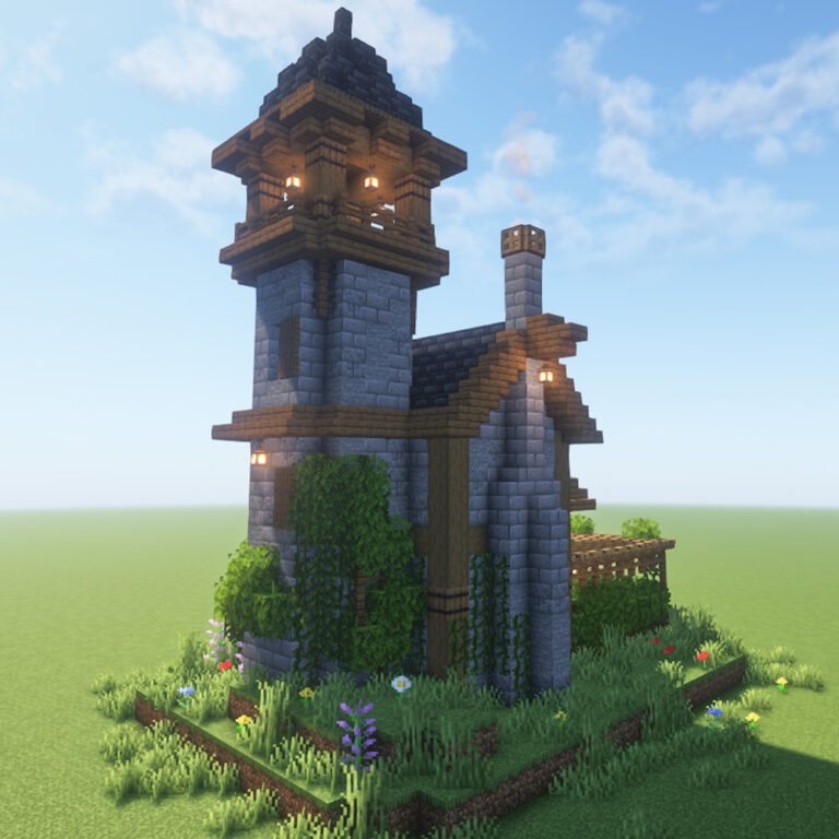 Medieval Stone House with Tower Minecraft Build by Batcheen