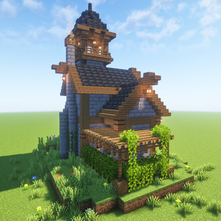 Medieval Stone House with Tower Minecraft Build by Batcheen